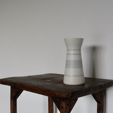Kathryn Sherriff - By the Line Pottery - Porcelain vase with blue deta ...